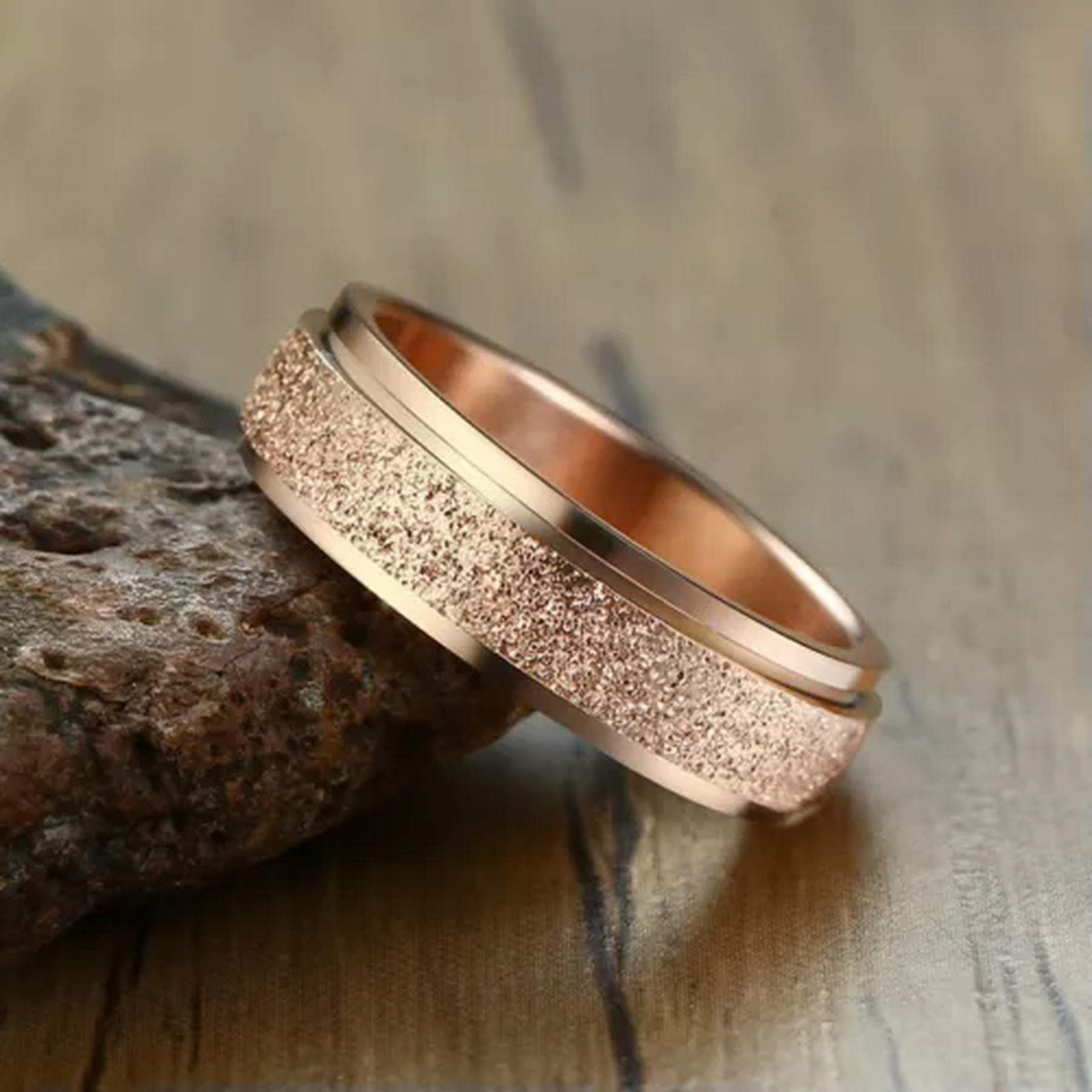 5 Colors Matte Frosted Spinner Bands 6MM Stainless Steel Wedding Ring ...