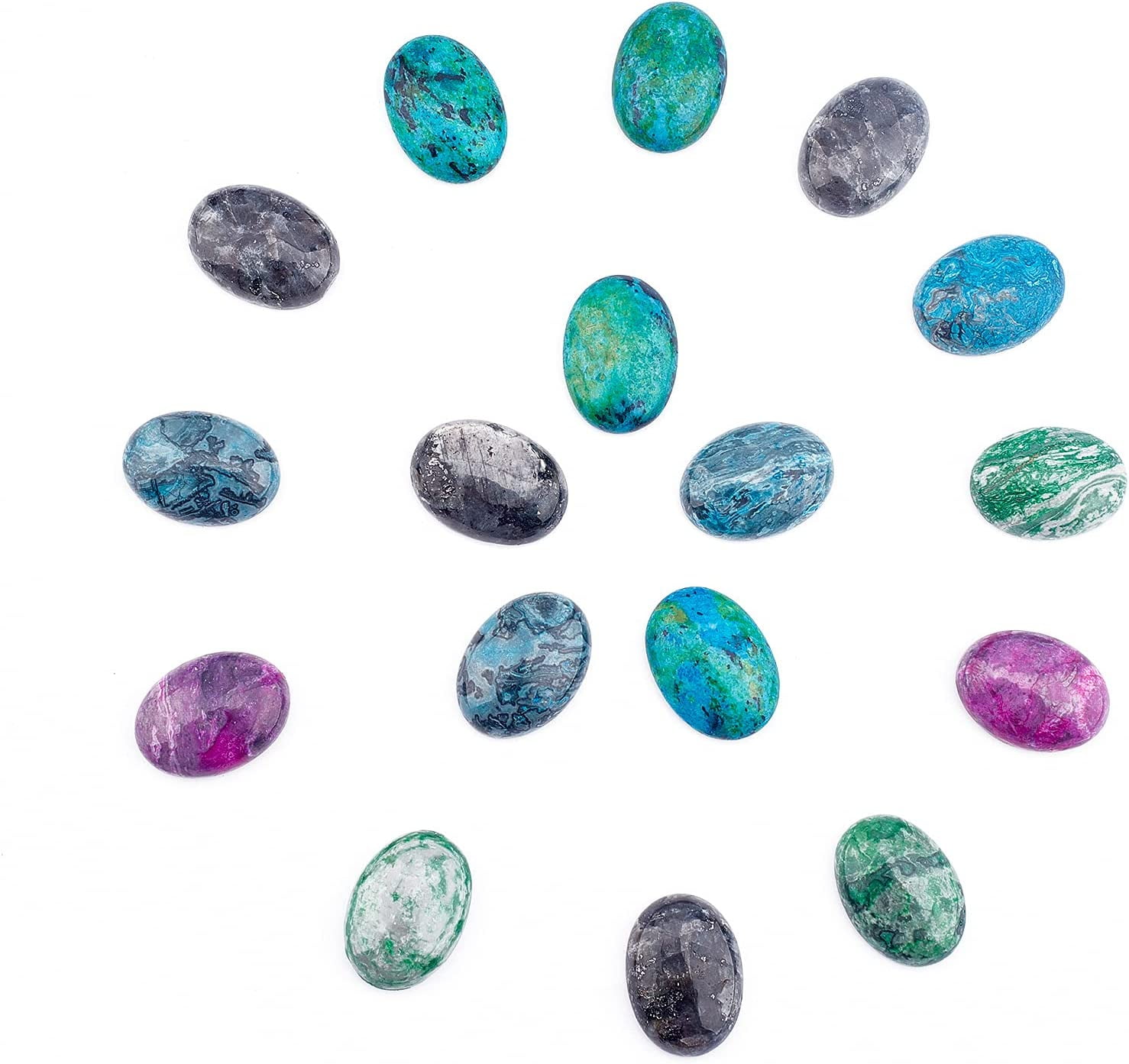 PH PandaHall 5 Colors Oval Gemstone Cabochon Flatback 20pcs 25x18mm ...