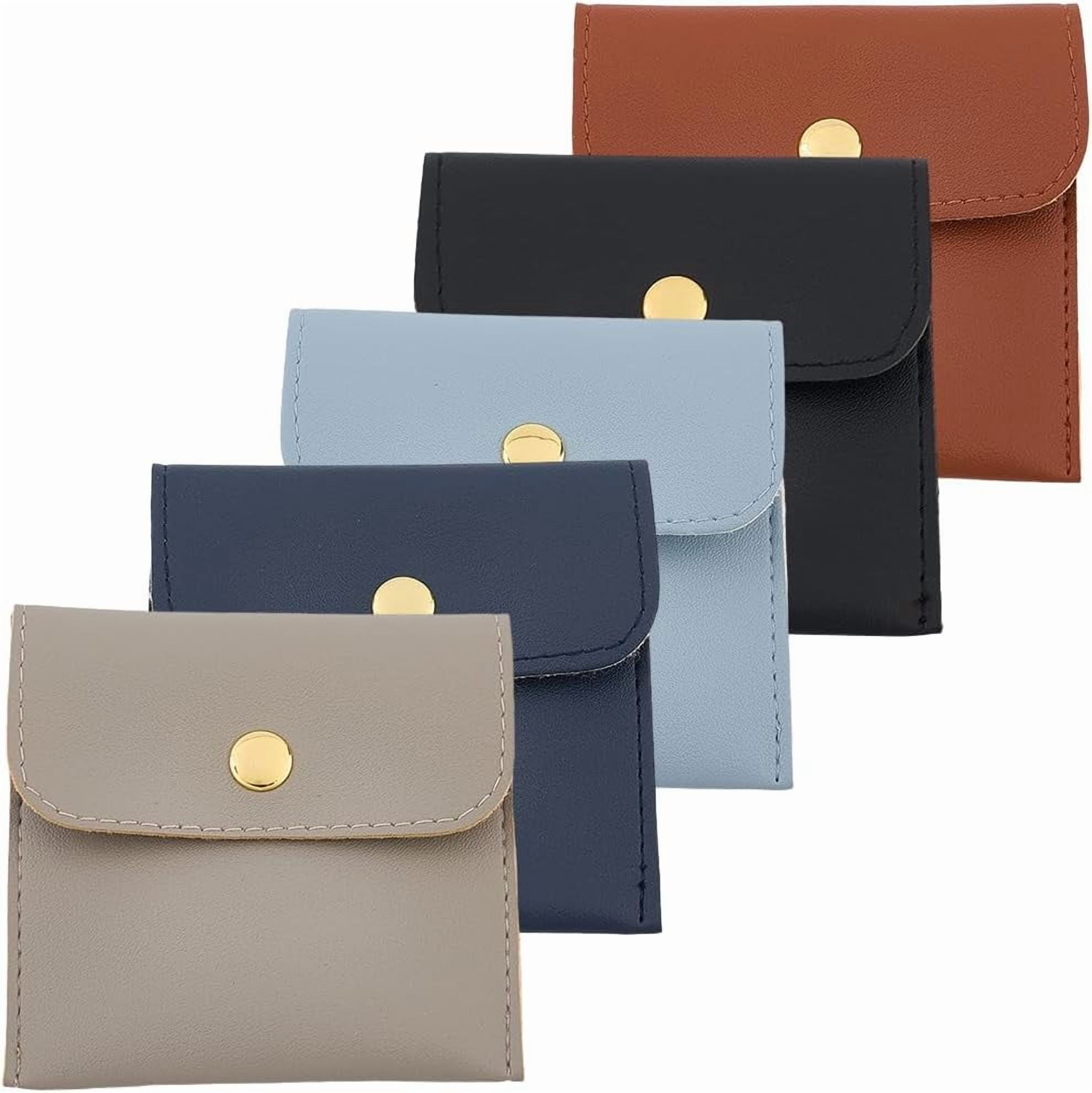 5 Colors PU Leather Travel Jewelry Storage Bags with Snap Button Mini ...