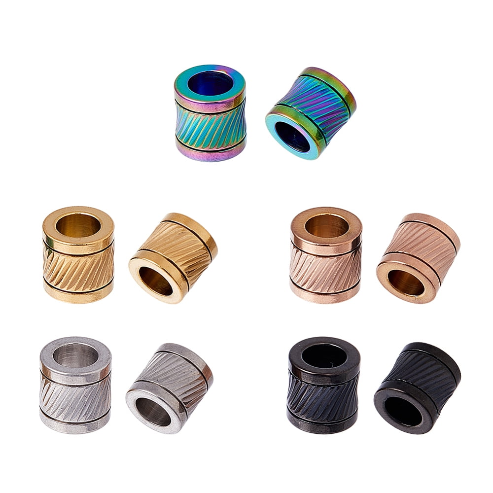 5 Colors Paracord Beads Column Spacer Beads 10Pcs 304 Stainless Steel ...