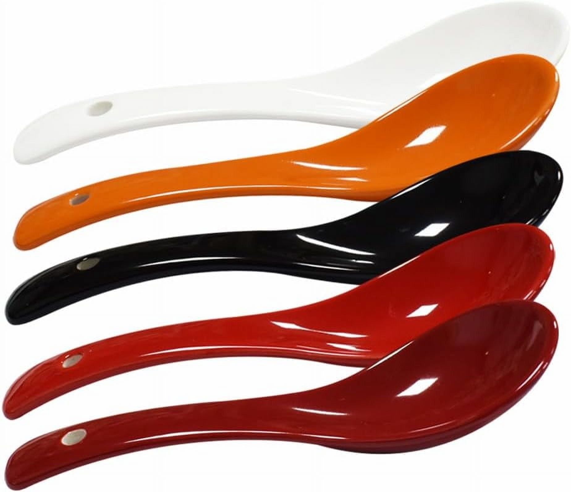 5 Colors Porcelain Soup Spoon Ceramic Round-Bottom Asia Rice Spoons ...