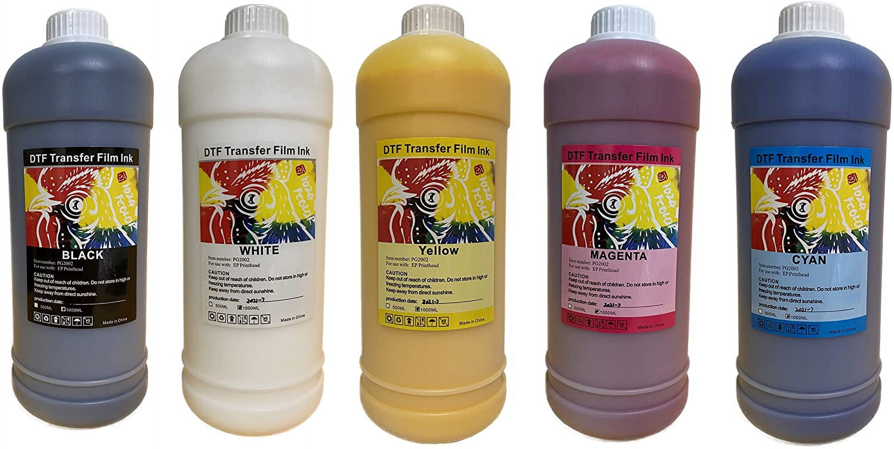 5 Colors Premium 1000ml DTF Transfer Film Ink for All DTF Printers ...