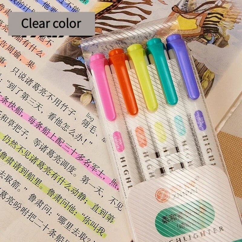 5 Colors/box Double Headed Highlighter Pen Set Fluorescent Drawing Markers Highlighters Pens Art ...