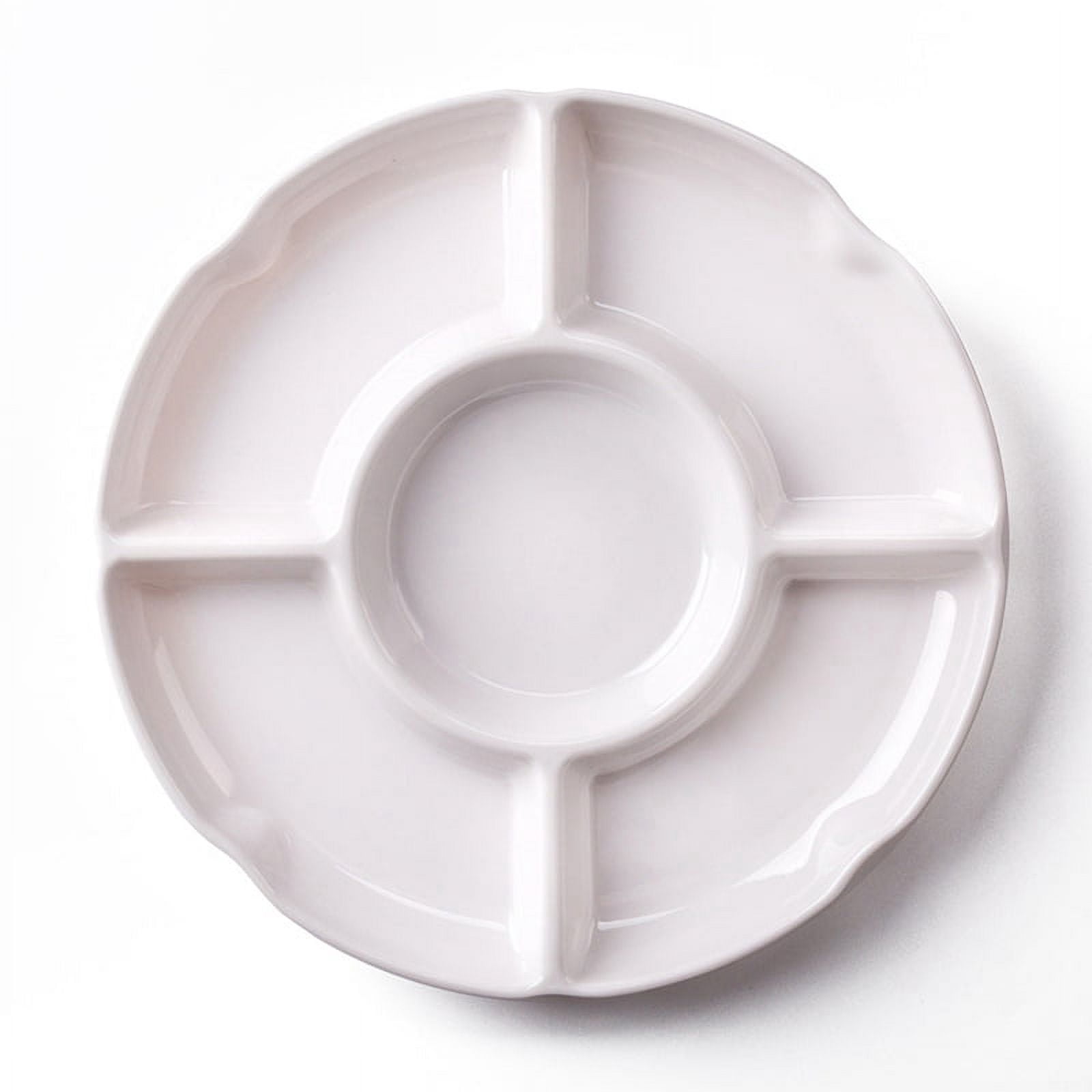 5 Combined Round Plastic Tray, Size: 13 Inches, White Plastic Partition ...