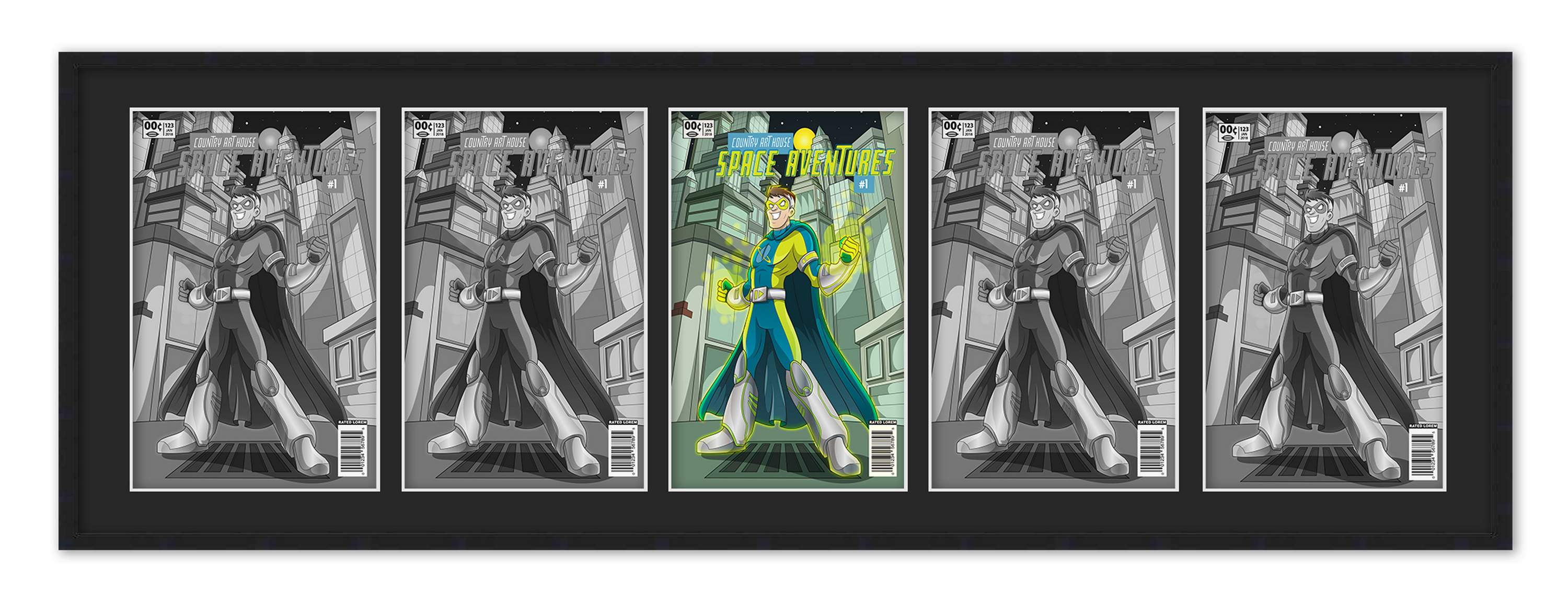 5 Comic Book Frame Black Collage Comic Book Frame with Black Mat to ...