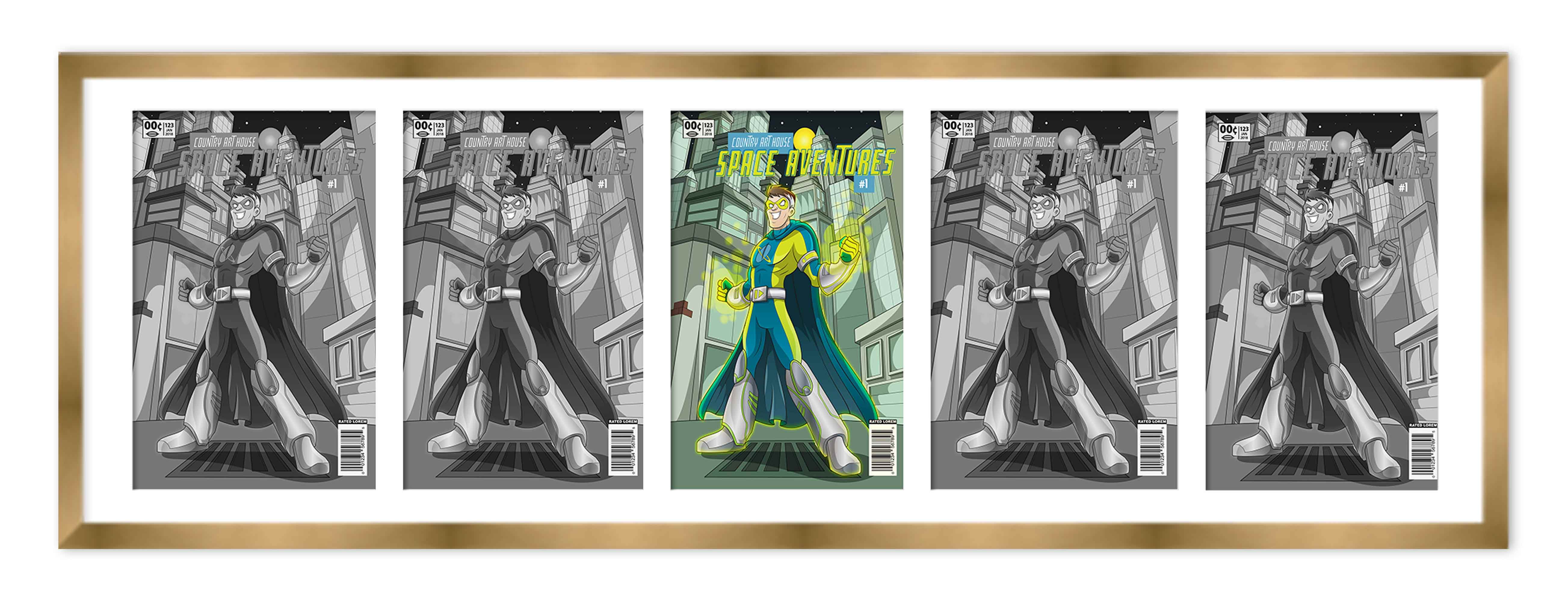 5 Comic Book Frame Gold Collage Comic Book Frame with White Mat to ...