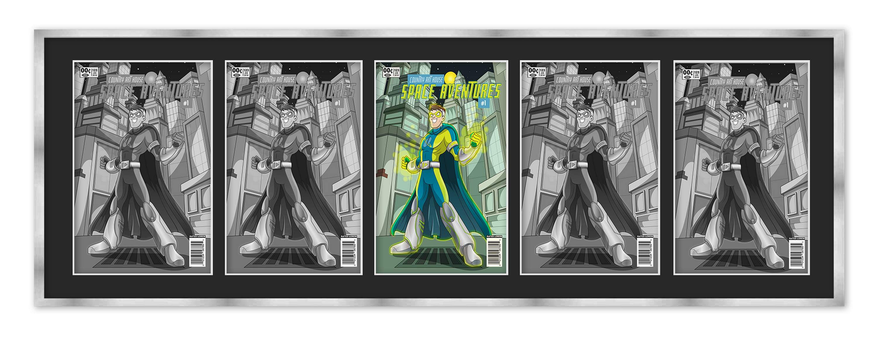 5 Comic Book Frame Silver Collage Comic Book Frame with Black Mat to ...