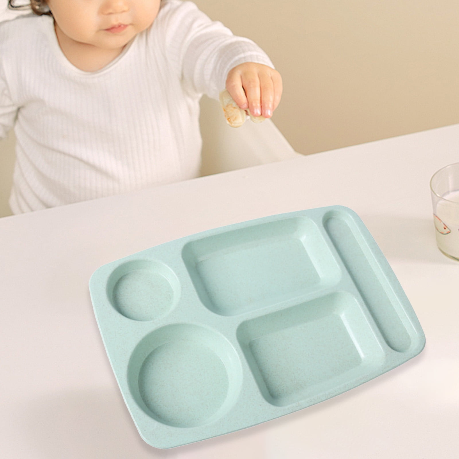 5-Compartment Bento Style Tray, Reusable Plastic Divided Plates for ...