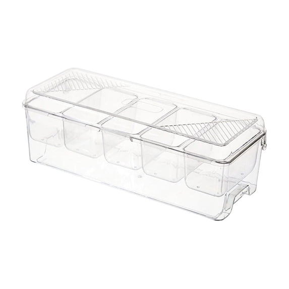 5 Compartment Clear Refrigerator Organizer Bin With Lid Pull Out Fridge ...