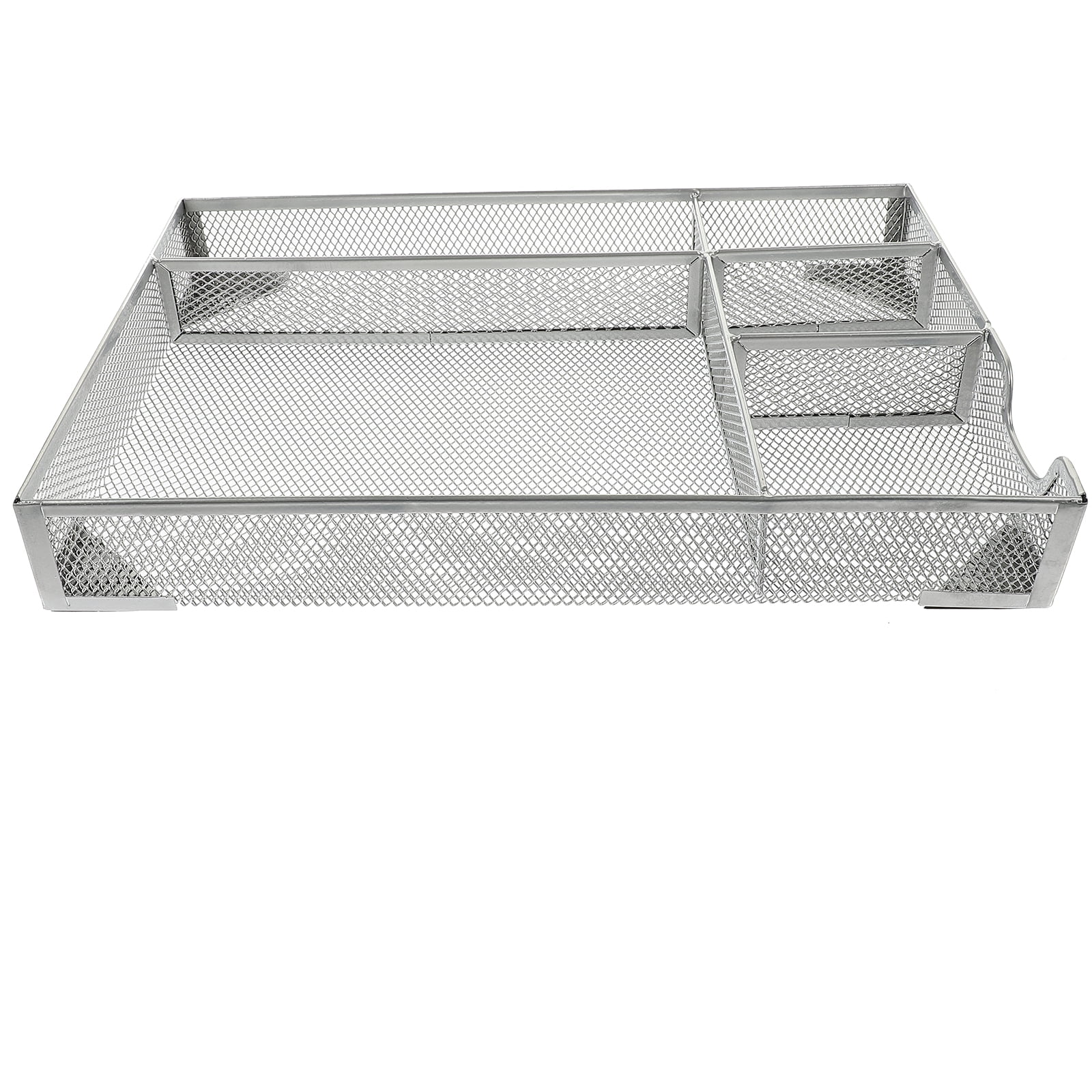 Qumonin 5 Compartment Metal Mesh Desk Drawer Organizer Tray - Silver ...