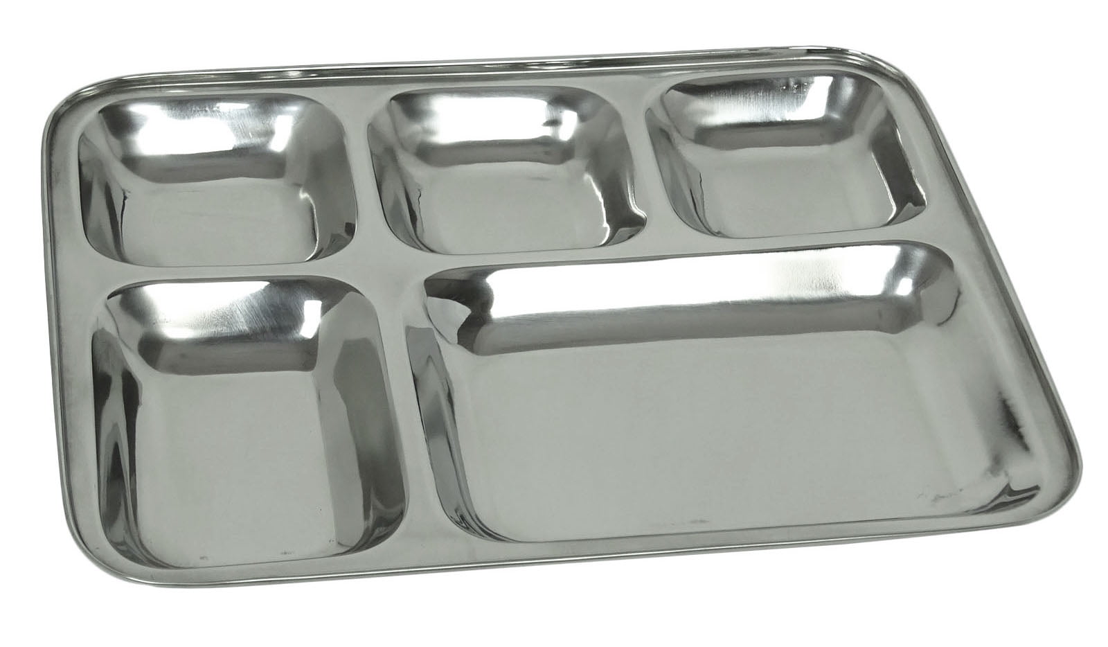 5 Compartment Serving Plate Heavy Duty Stainless Steel Cafeteria Food ...