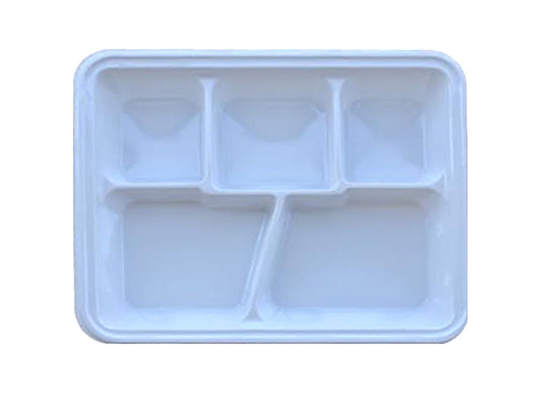 5 Compartment White Disposable Party Thali Plates by Poojabazar (50 ...