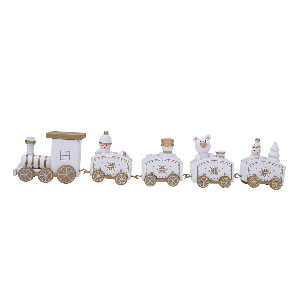 5 Compartment Wooden Mini Train Toy Set Decoration Model Children ...
