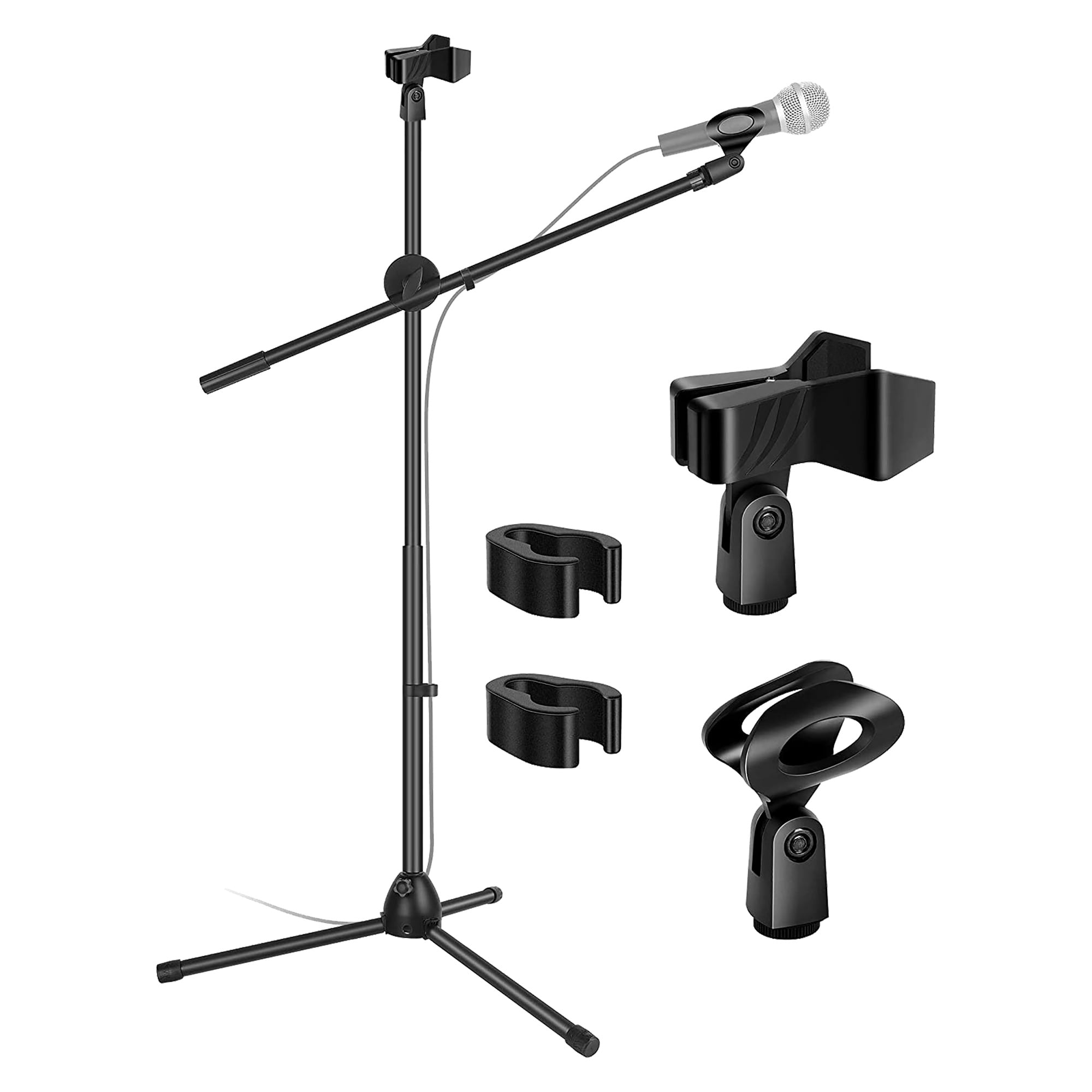 5 Core 360°„ Rotating Microphone Stand Dual Mic Clip Boom Arm Foldable ...
