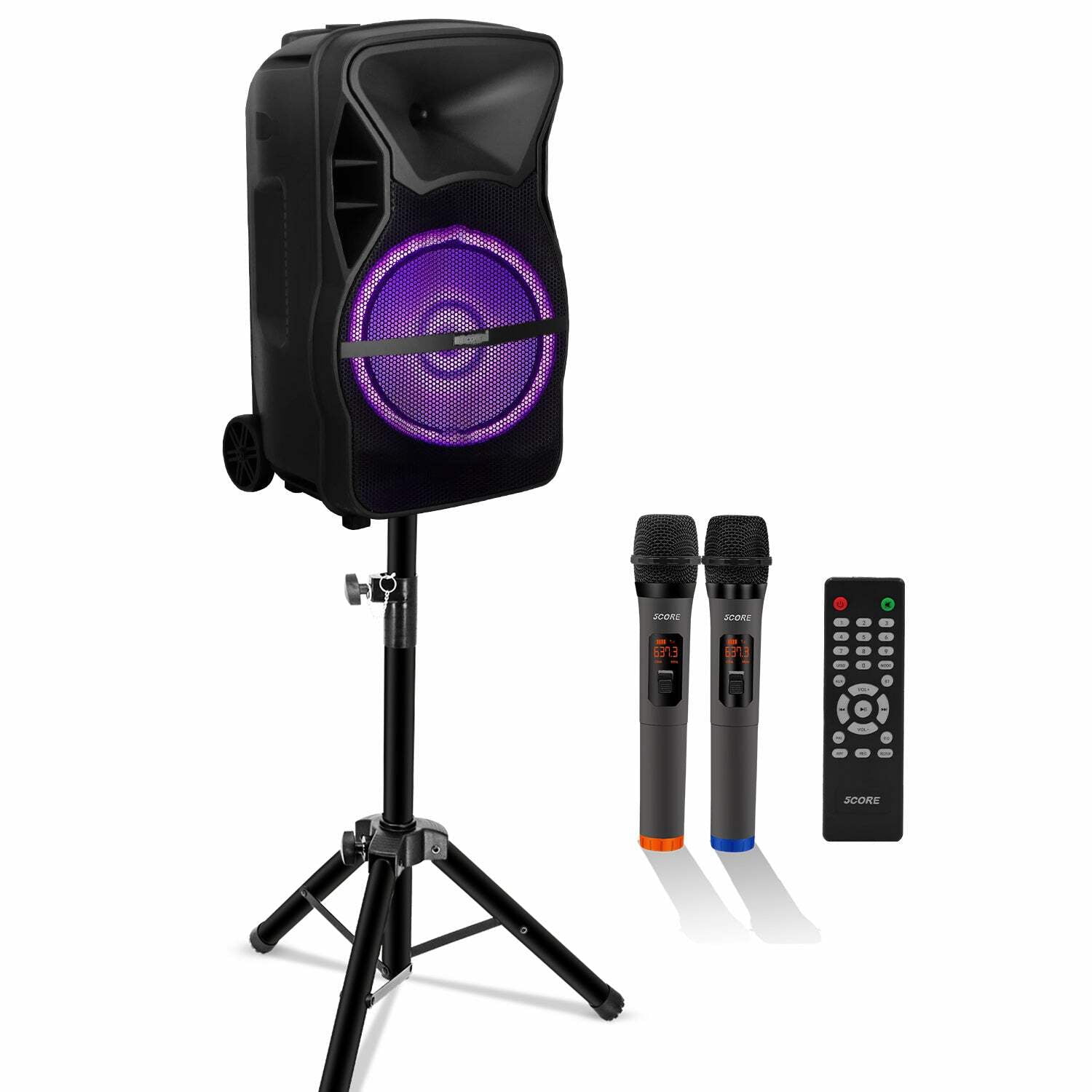 5 Core DJ Speakers 8" Rechargeable Powered PA System 250W Loud Speaker ...