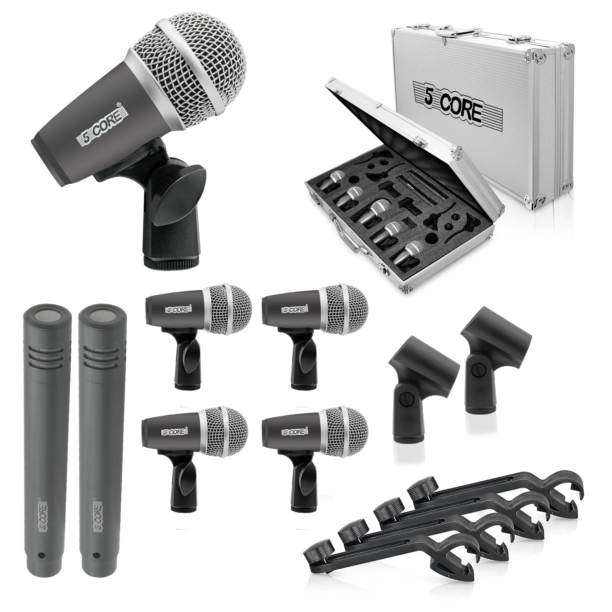 5 Core Drum Microphone Kit 7 Piece Wired Drum Microphone Full Metal ...