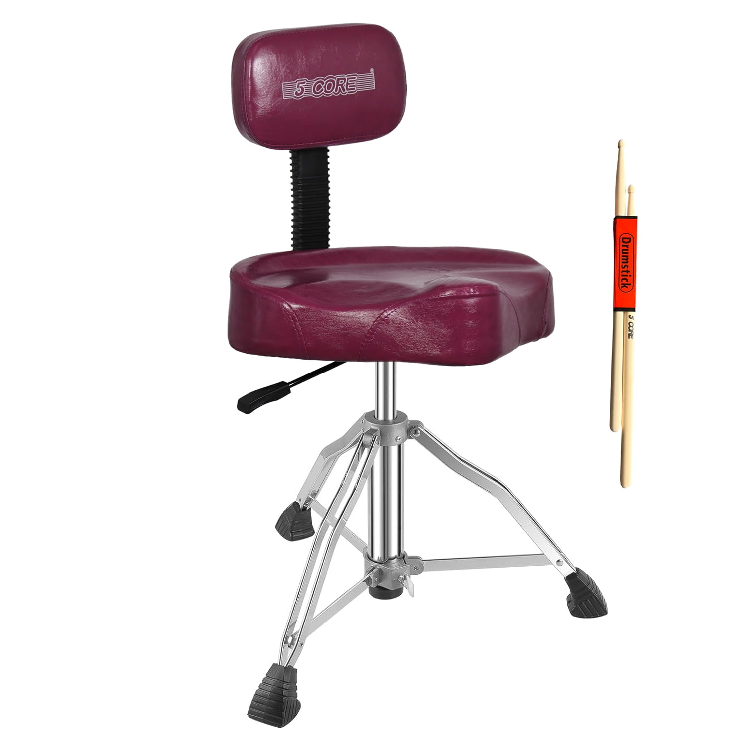 5 Core Drum Throne w Backrest 4" Padded Stool Adjustable 24.5" Drummer ...