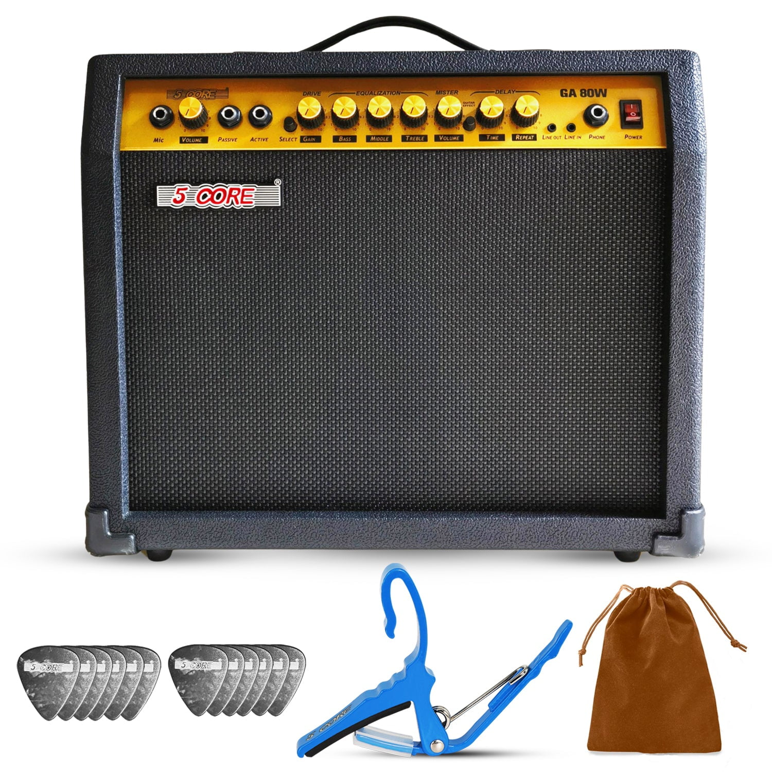 5 Core Guitar Amp 80 Watt Electric Amplifier w Built in 10" Speaker ...