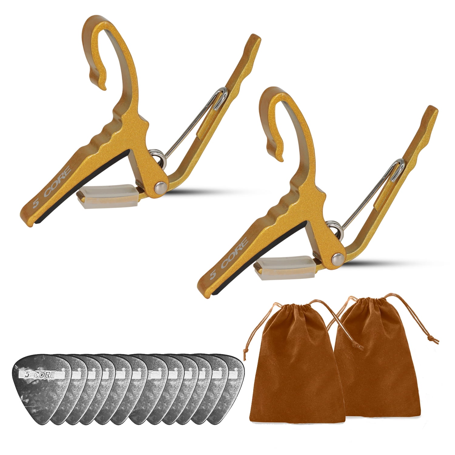 5 Core Guitar Capo Pair Quick Change Acoustic Electric String Clip ...