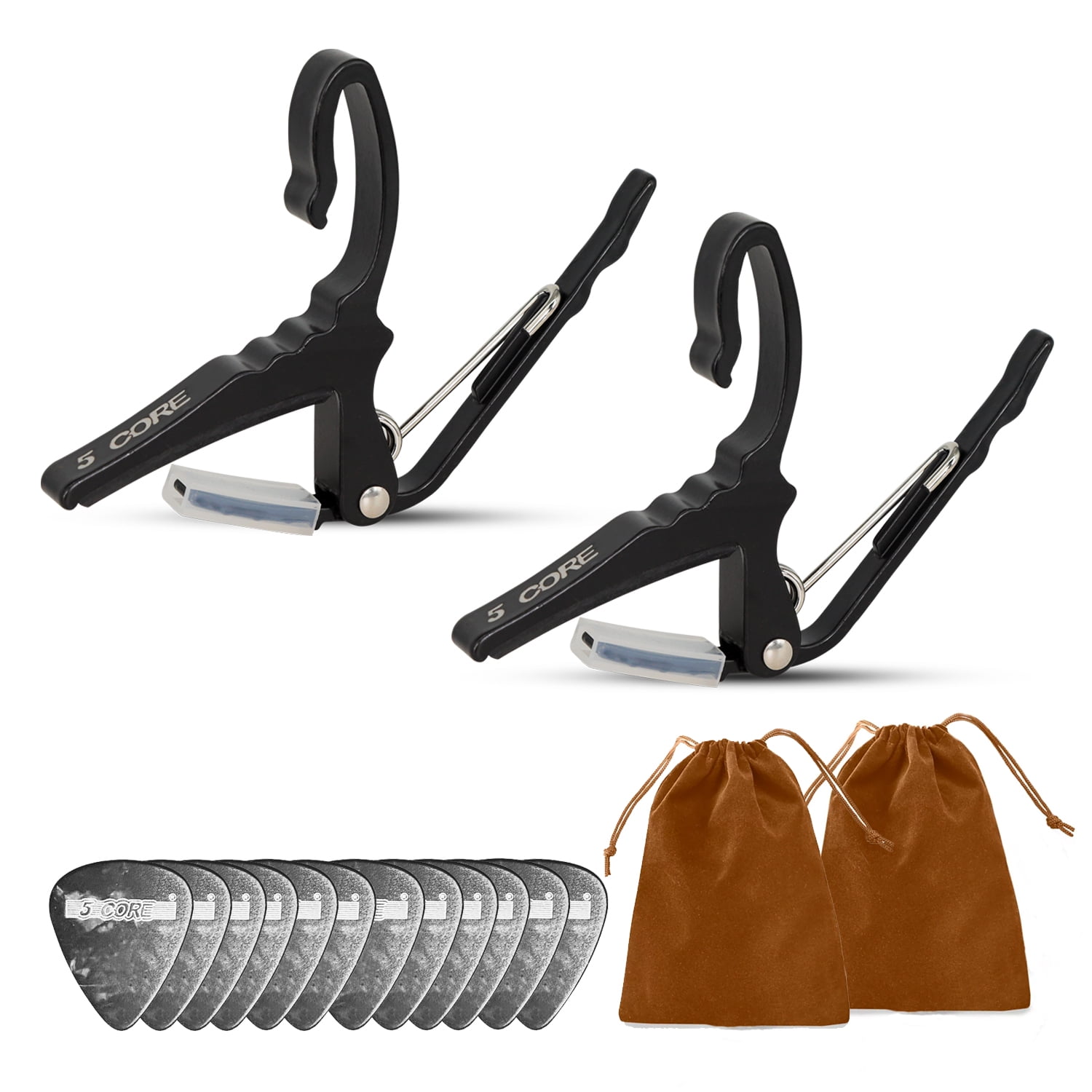 5 Core Guitar Capo Pair Quick Change Acoustic Electric String Clip ...