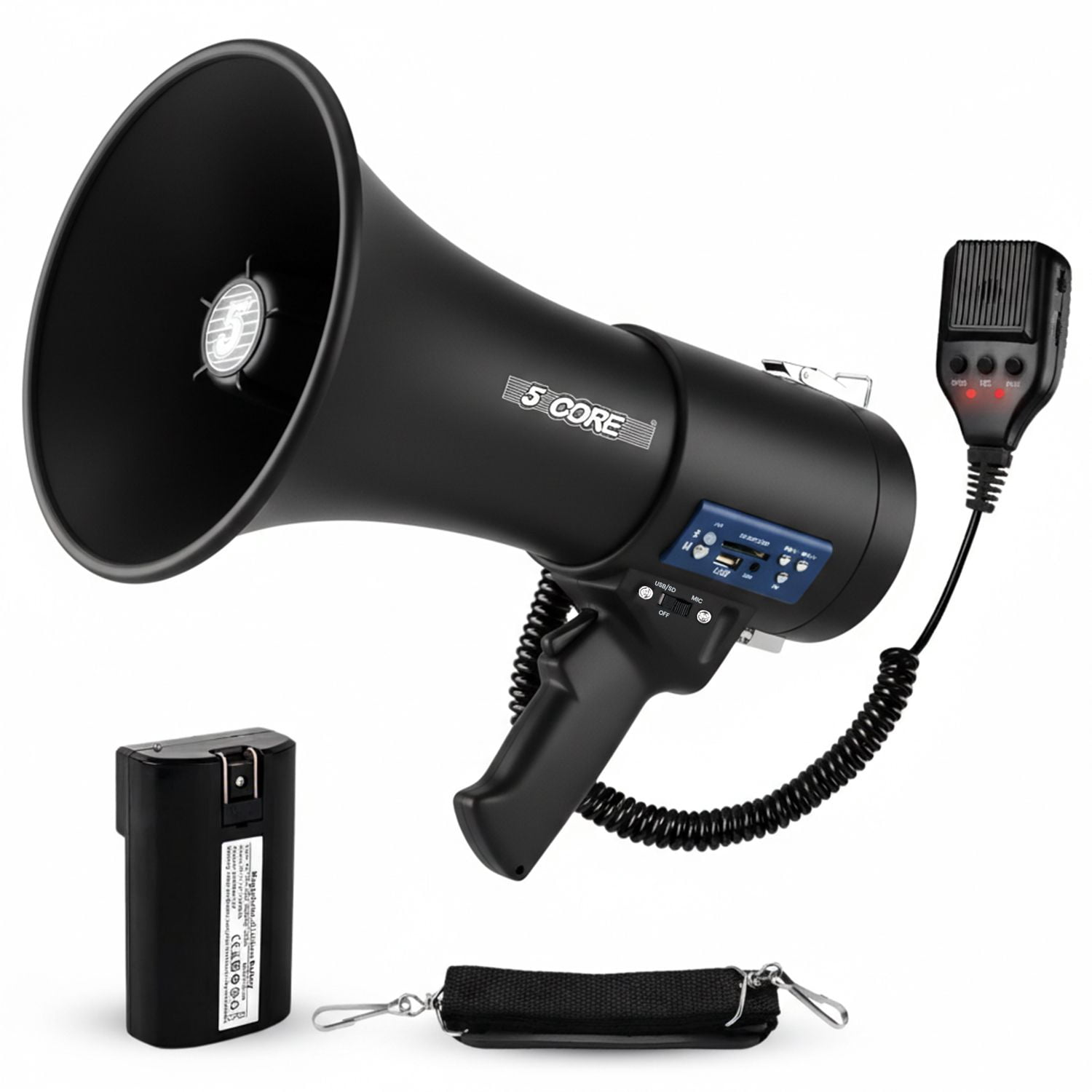 5 Core Megaphone 50W Bluetooth Rechargeable Portable Bullhorn 1100 ...