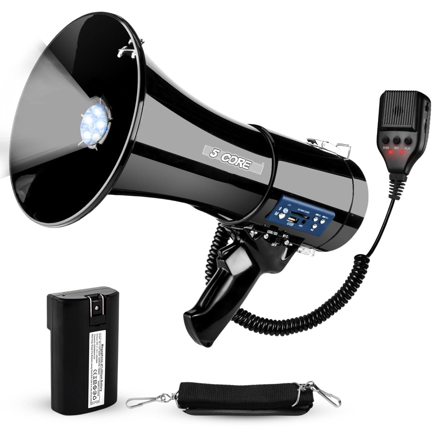 5 Core Megaphone 50W Bluetooth Rechargeable Portable Bullhorn 1100 ...