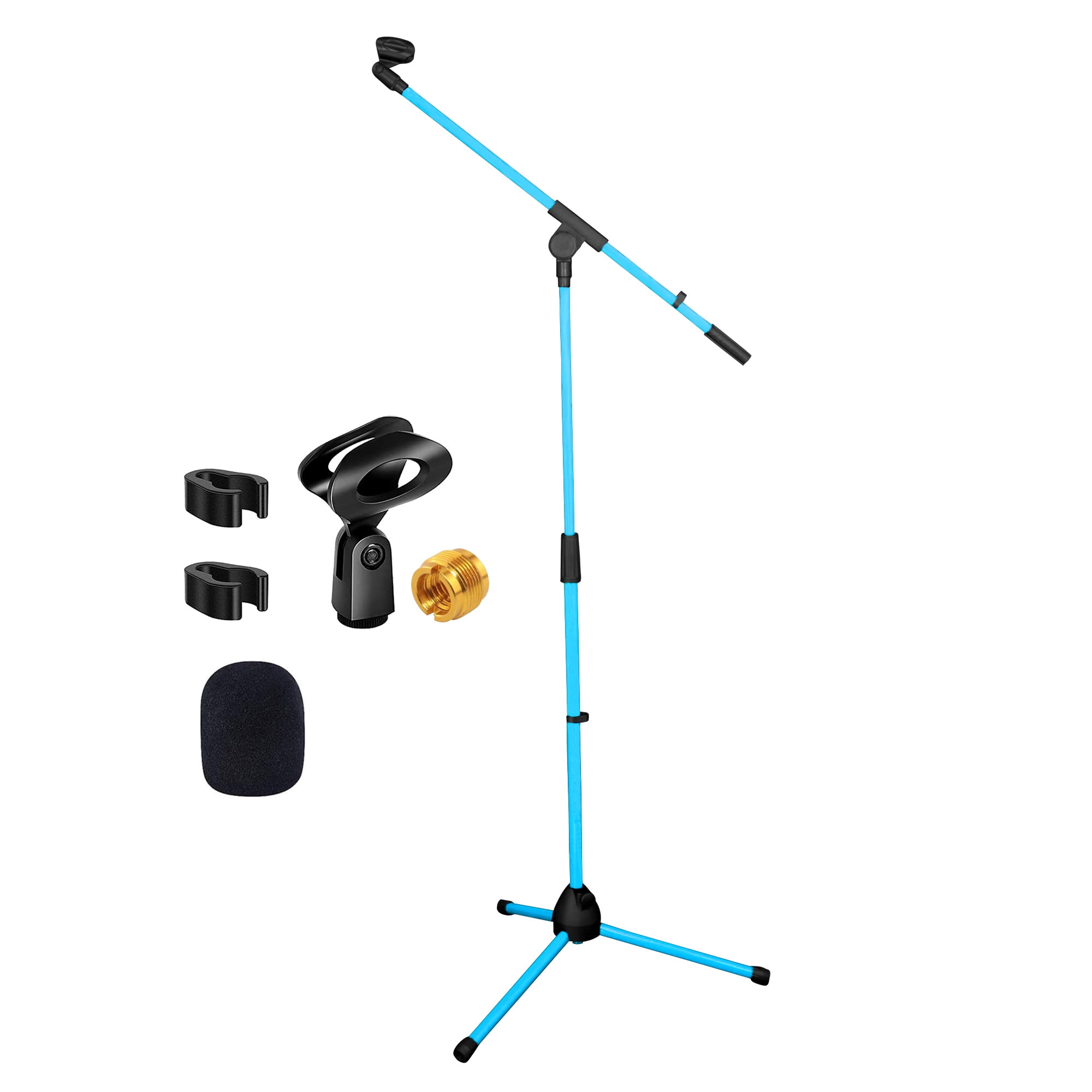 5 Core Mic Stand Sky Blue 1 Piece Collapsible Height Adjustable Up to ...