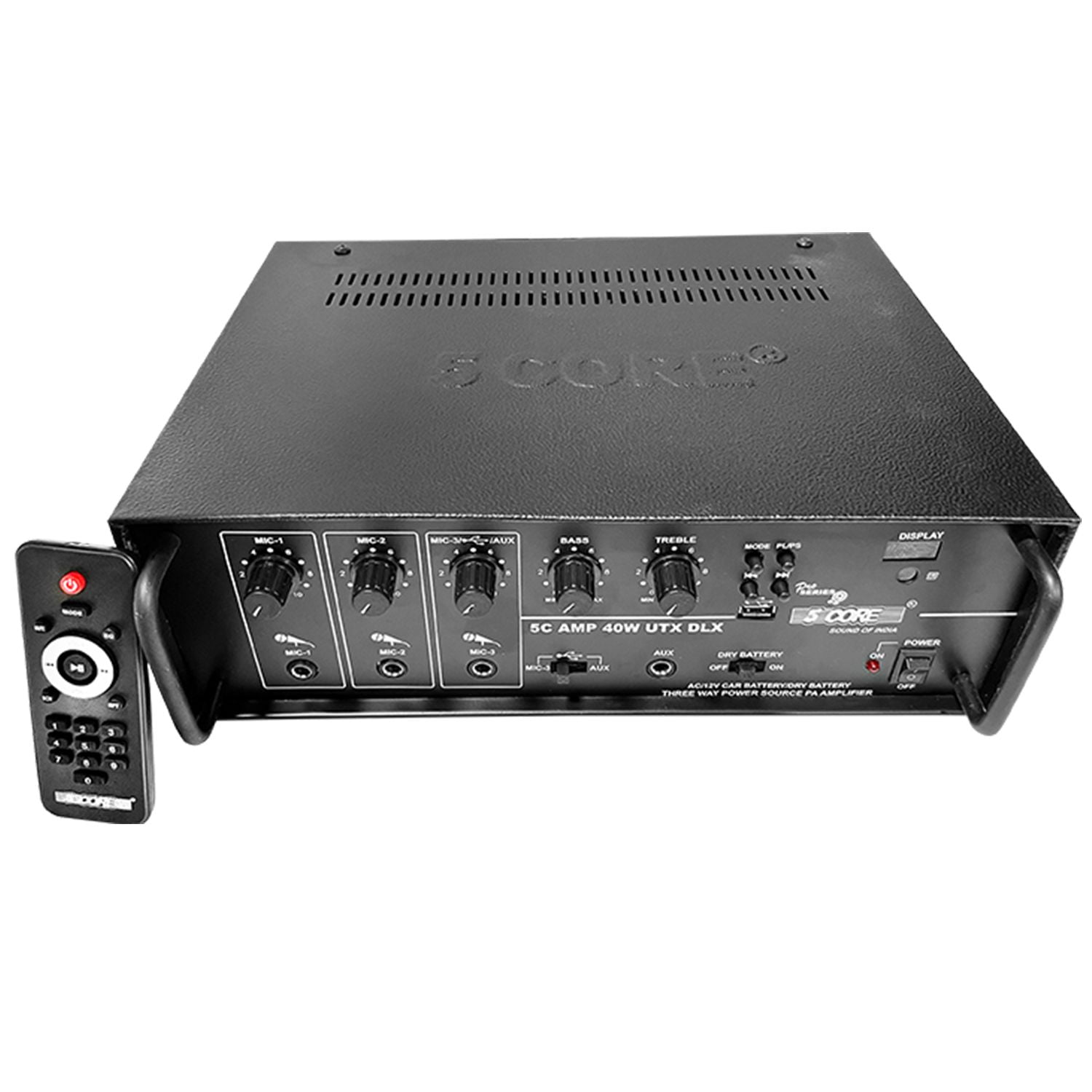 5 Core Professional Paging Amplifier 400W High Powered AMP, 12V with LCD Display, 3 Microphone ...