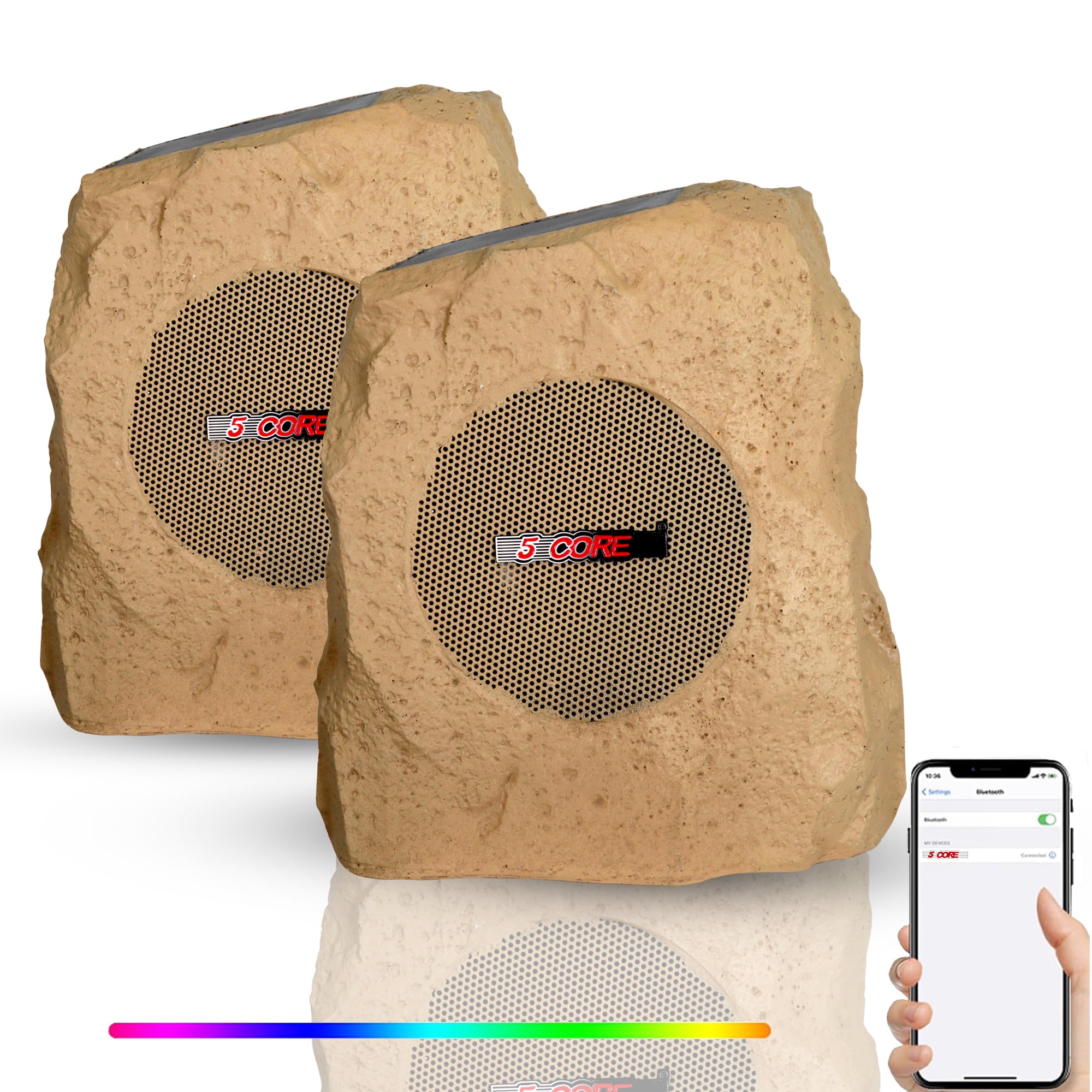 5 Core Rock Garden Wireless Speakers Outdoor Waterproof 10W Bluetooth 5.3 Speaker w/ TWS Pair ...