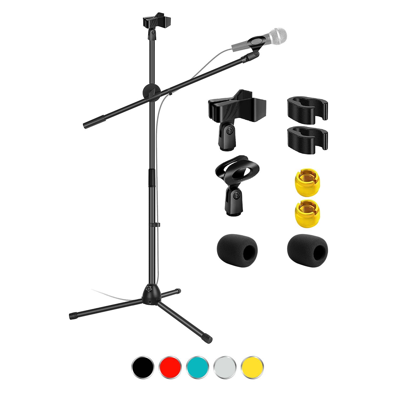 5 Core Tripod Mic Stand Floor Adjustable 31 to 76 Inches Boom Arm Holder Microphone Stands 360 ...