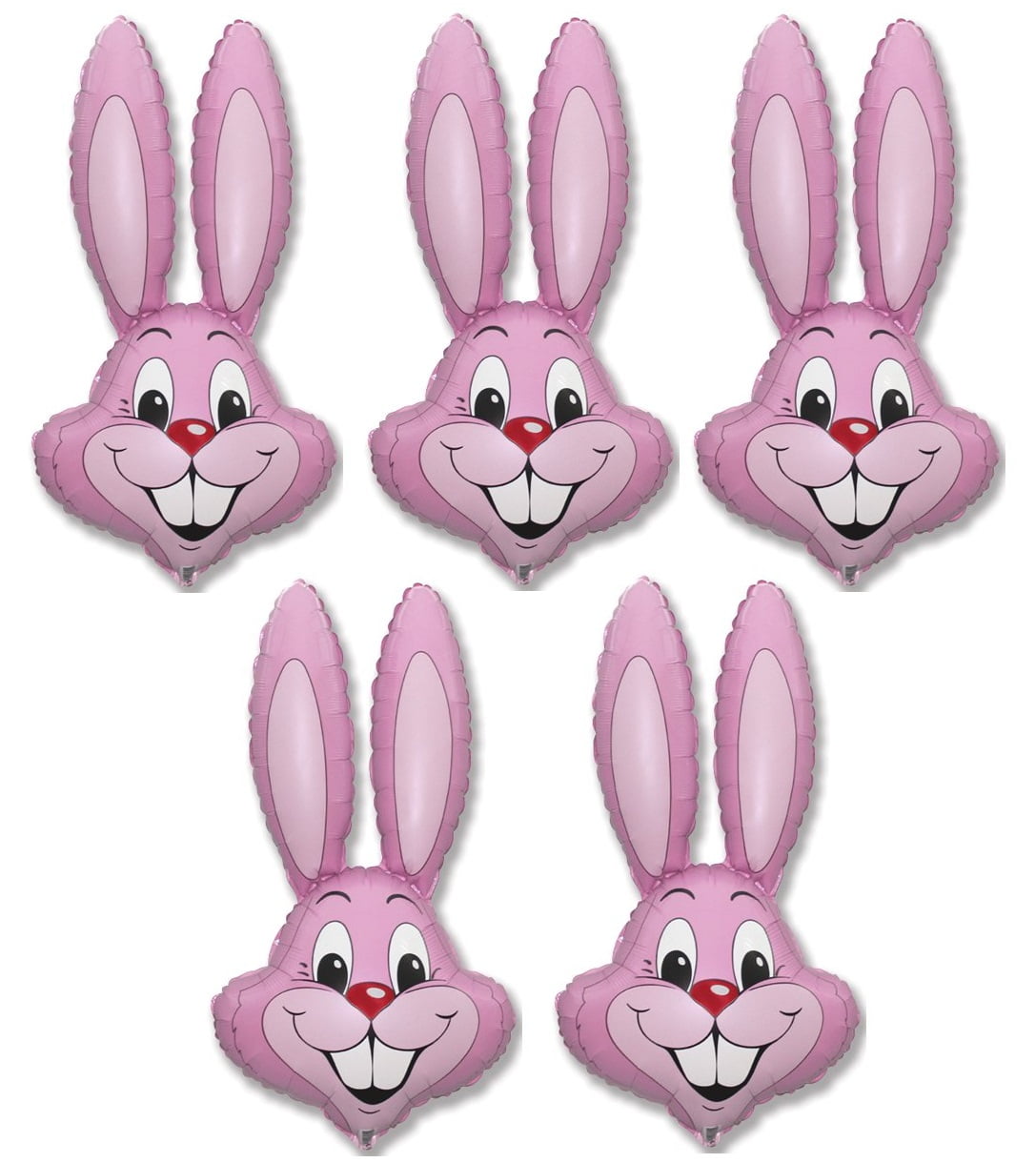 5 Count 37" PINK Rabbit Head Shaped Easter Basket Baby Foil Mylar ...