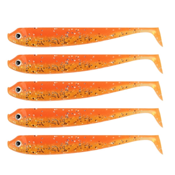 5 Count 9.5cm Sinking Soft Lures Flexible T Tail Double Color PVC Ideal ...