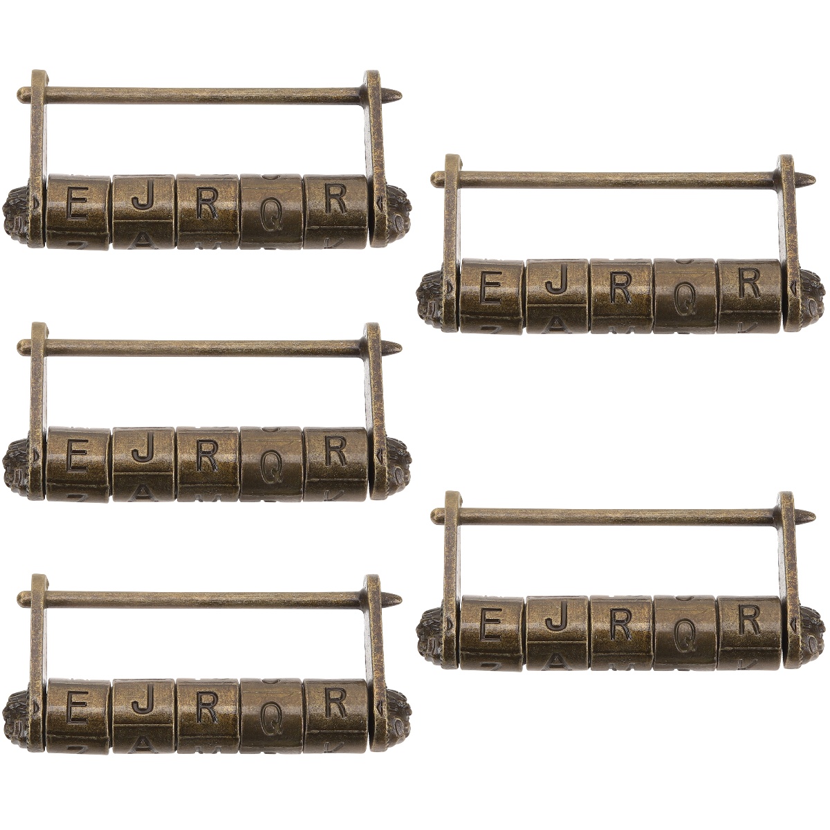 5 Count Antique Combination Lock Vintage Padlock Alphabet Ancient Style ...