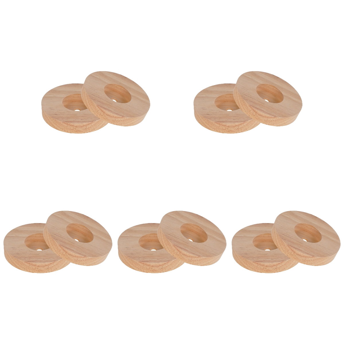5 Count DIY Solid Wood Lamp Base Wooden Light Stand Round Bases ...