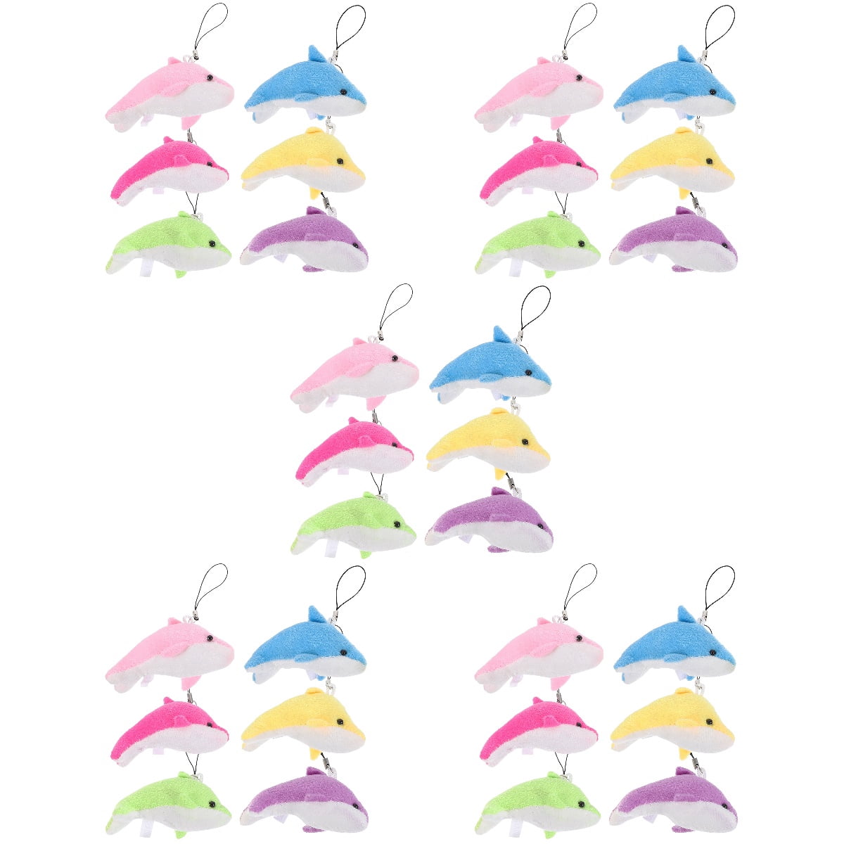5 Count Sea Creatures Keychain Seahorse Small Dolphin Plush Stuffed ...