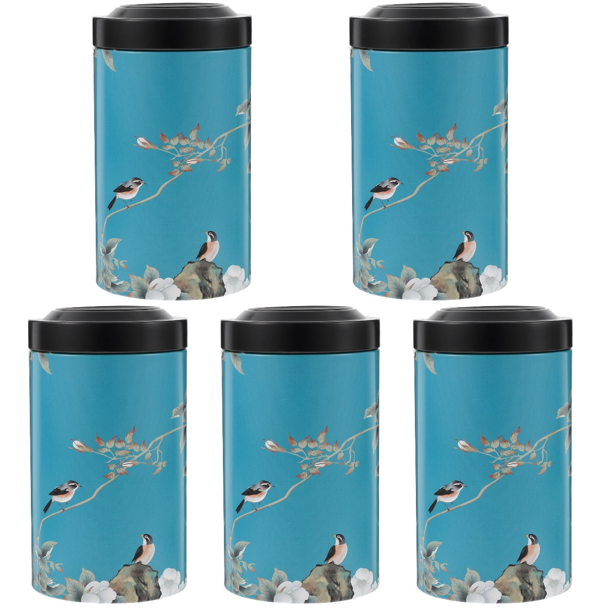5 Count Tinplate Tea Coffee Bean Jar Metal Storage Container Cans ...