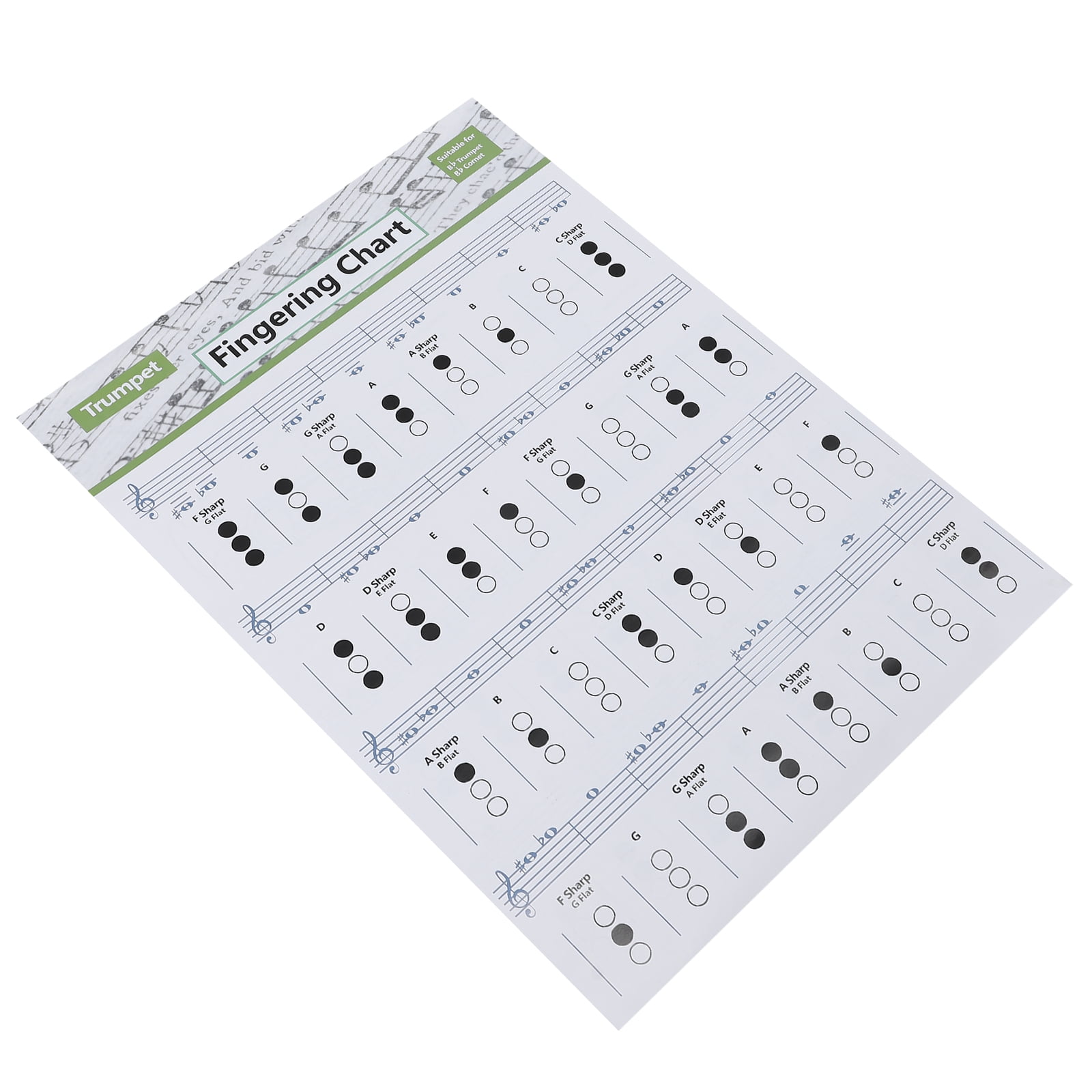 5 Count Trumpet Note Chart Guitar Chord Poster Student - Walmart.com