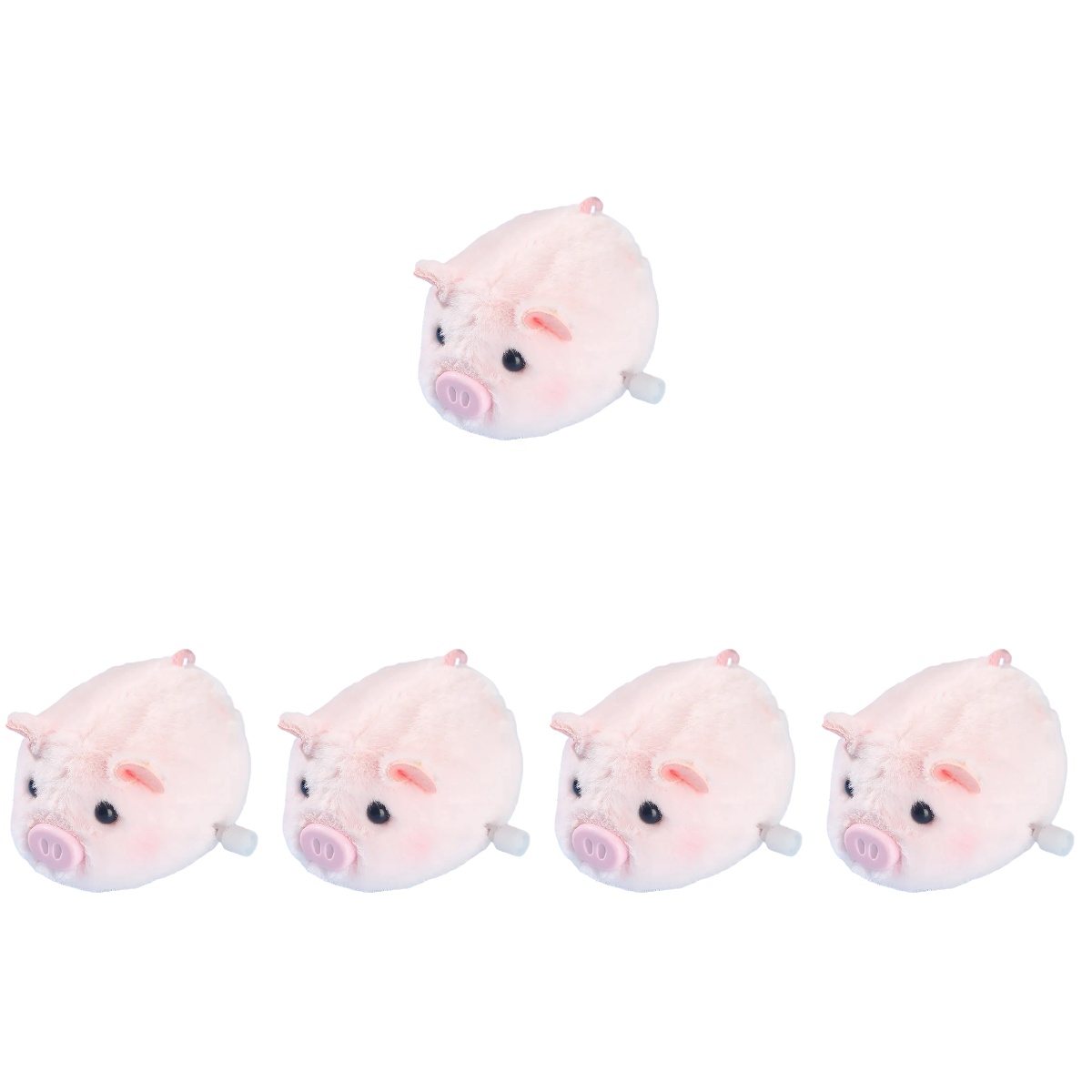 5 Count Wind up Pig Fluffy Toy Animal Clockwork Plush Kids Children's ...