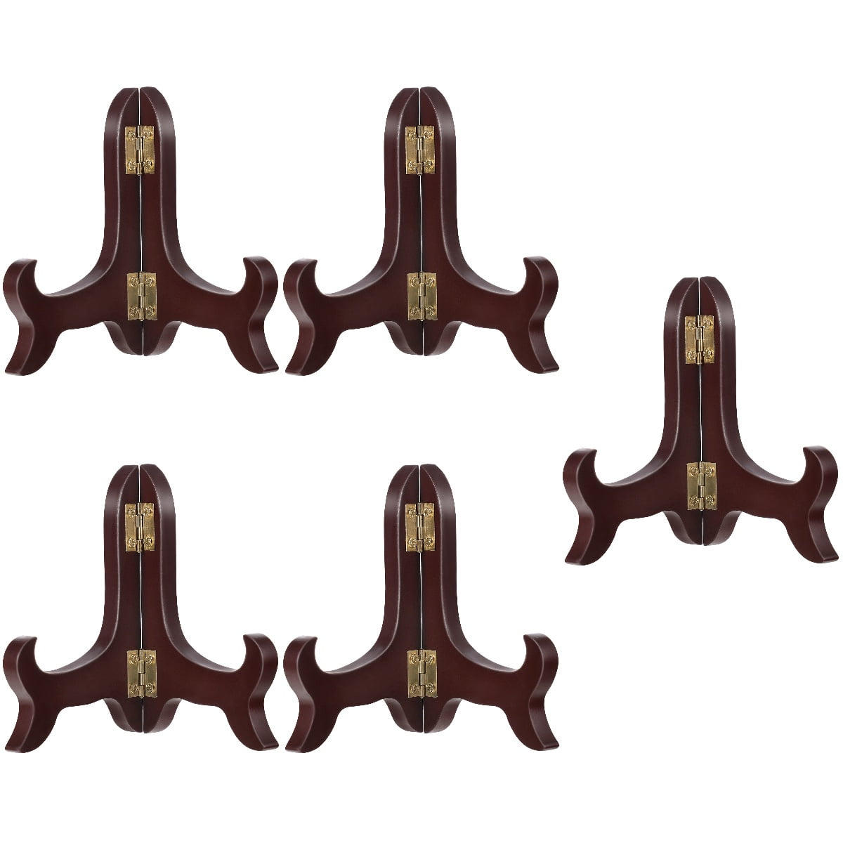 RENACLIPY 5pcs Coffee Colored Wooden Plate Holder Stand with Curved ...