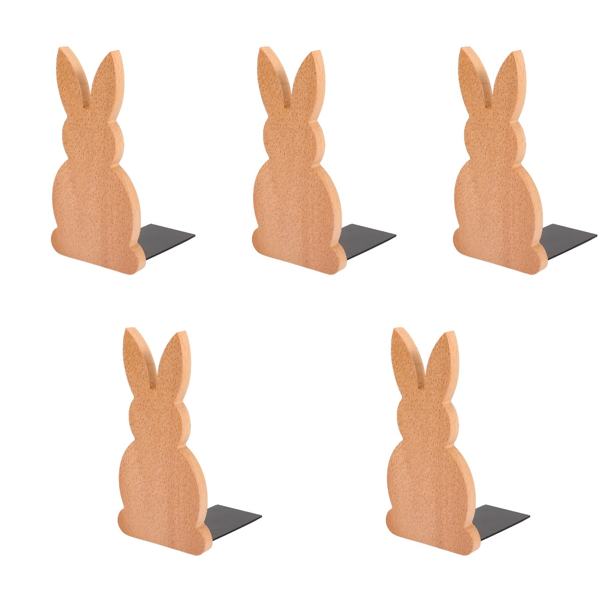 5 Count Wooden Book Ends Shelf Bookends Monitor Clear Bookshelf Office ...