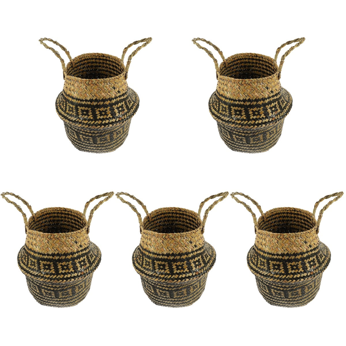 5 Count Woven Plant Basket Baskets Large Picnic Wicker Storage Hanging ...