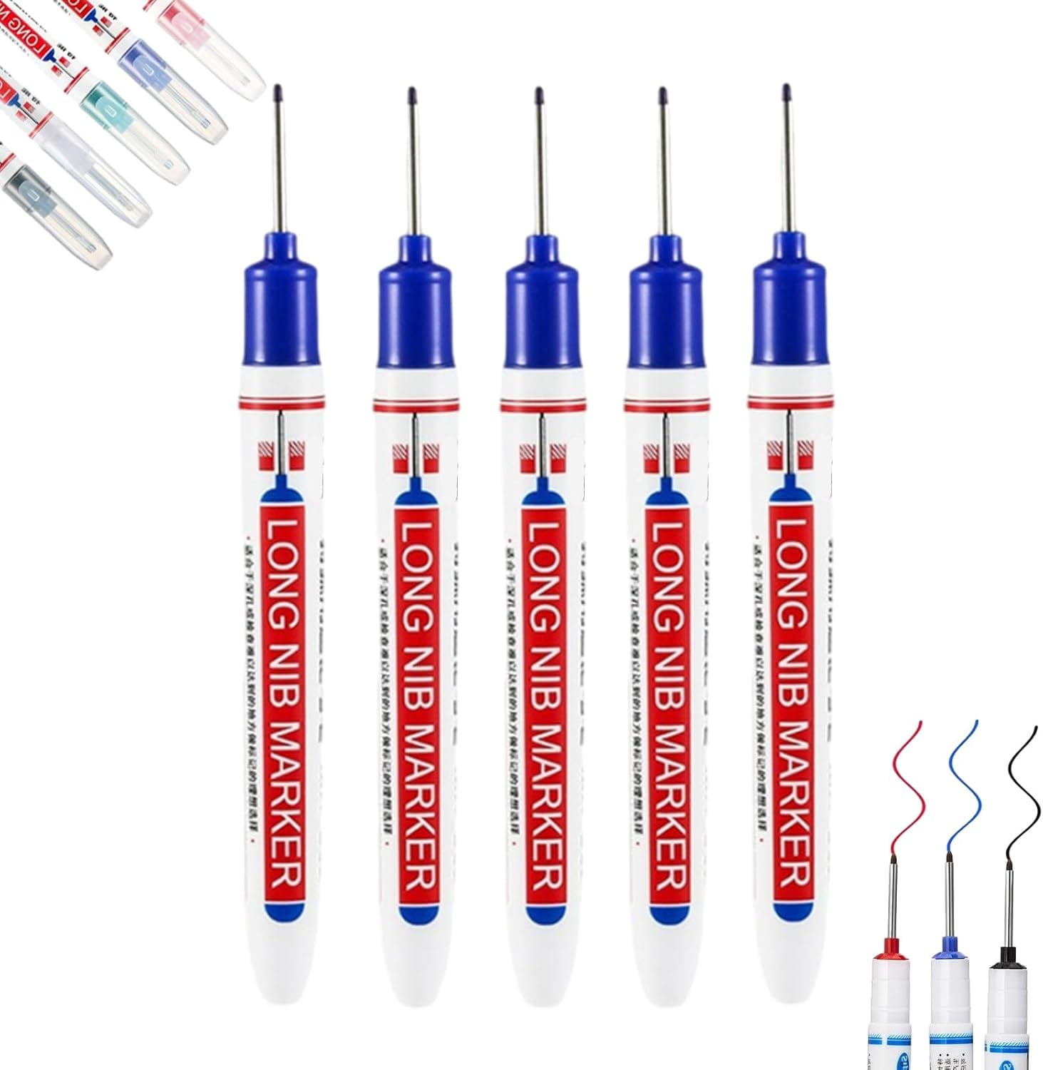 5 Counts 20mm Tip Deep Hole Pen, Long Head Deep Hole Marker Pens, Multi ...
