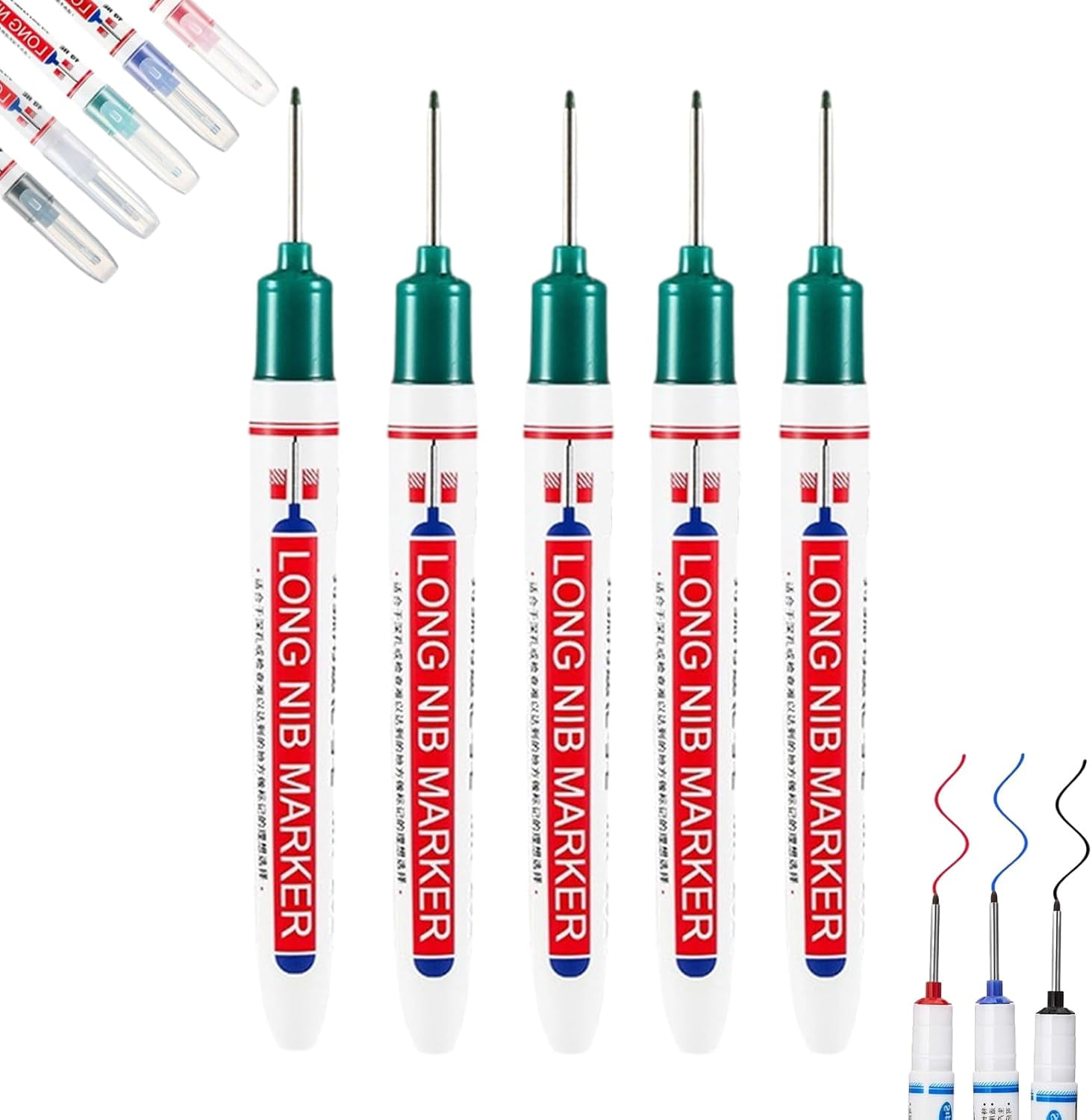 5 Counts 20mm Tip Deep Hole Pen, Long Head Deep Hole Marker Pens, Multi ...