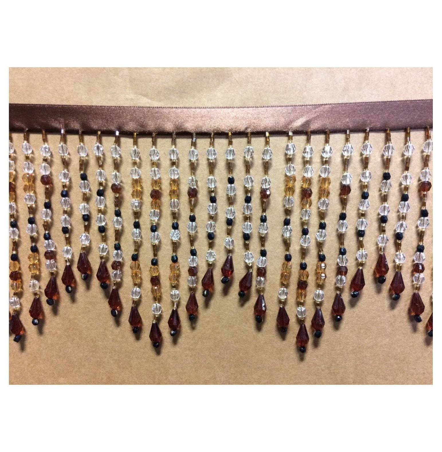 5" Crystal Beaded Fringe Trim CBF-38/8 Brown Multi - Walmart.com