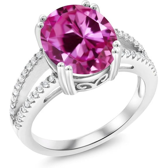 5 Cttw Pink Sapphire Gemstone Birthstone Engagement Ring For Women ...