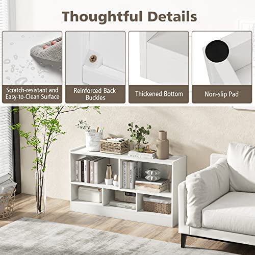 5-Cube Bookcase, 2-Tier Open Display Bookshelf w/Storage, Wooden Cube Storage Organizer for ...