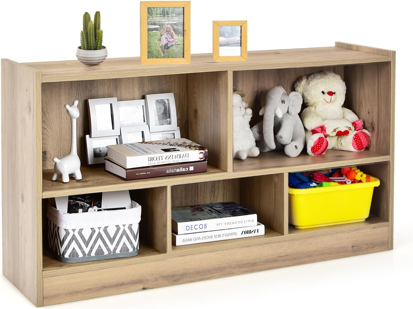 5 Cube Bookcase, 2-Tier Open Storage Cabinet, Horizontal Bookshelf for ...