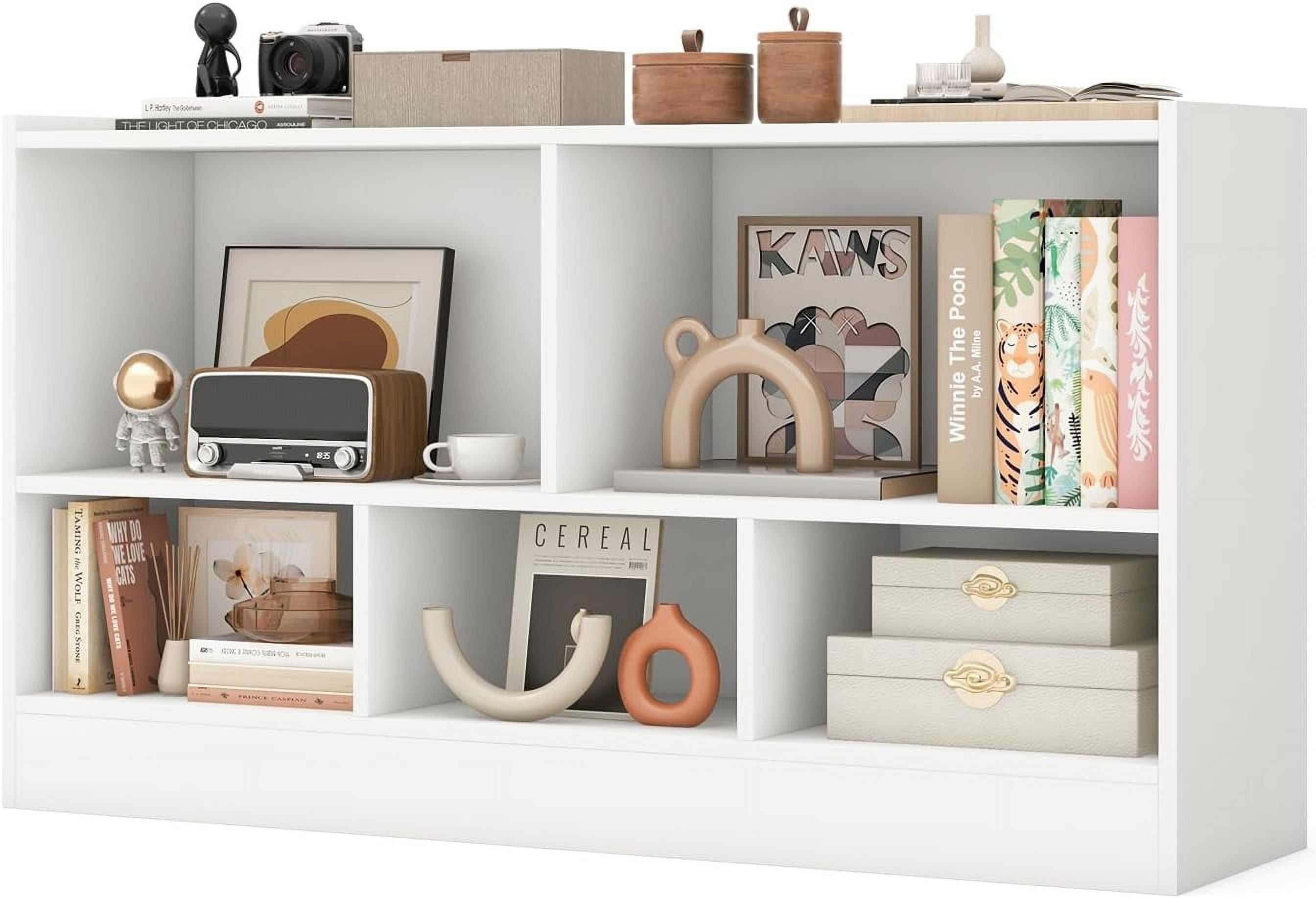 5-Cube Bookcase, Freestanding 3-Tier Bookshelf with Spacious Top ...