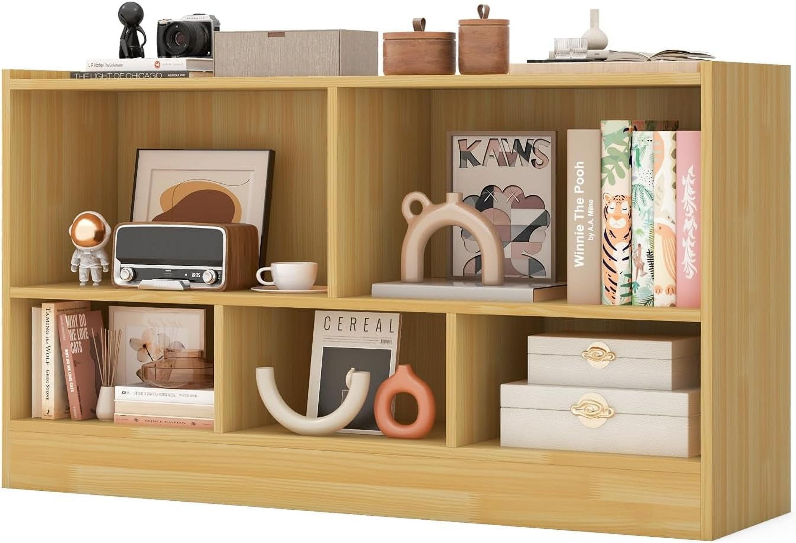 5-Cube Bookcase, Freestanding 3-Tier Bookshelf with Spacious Top ...