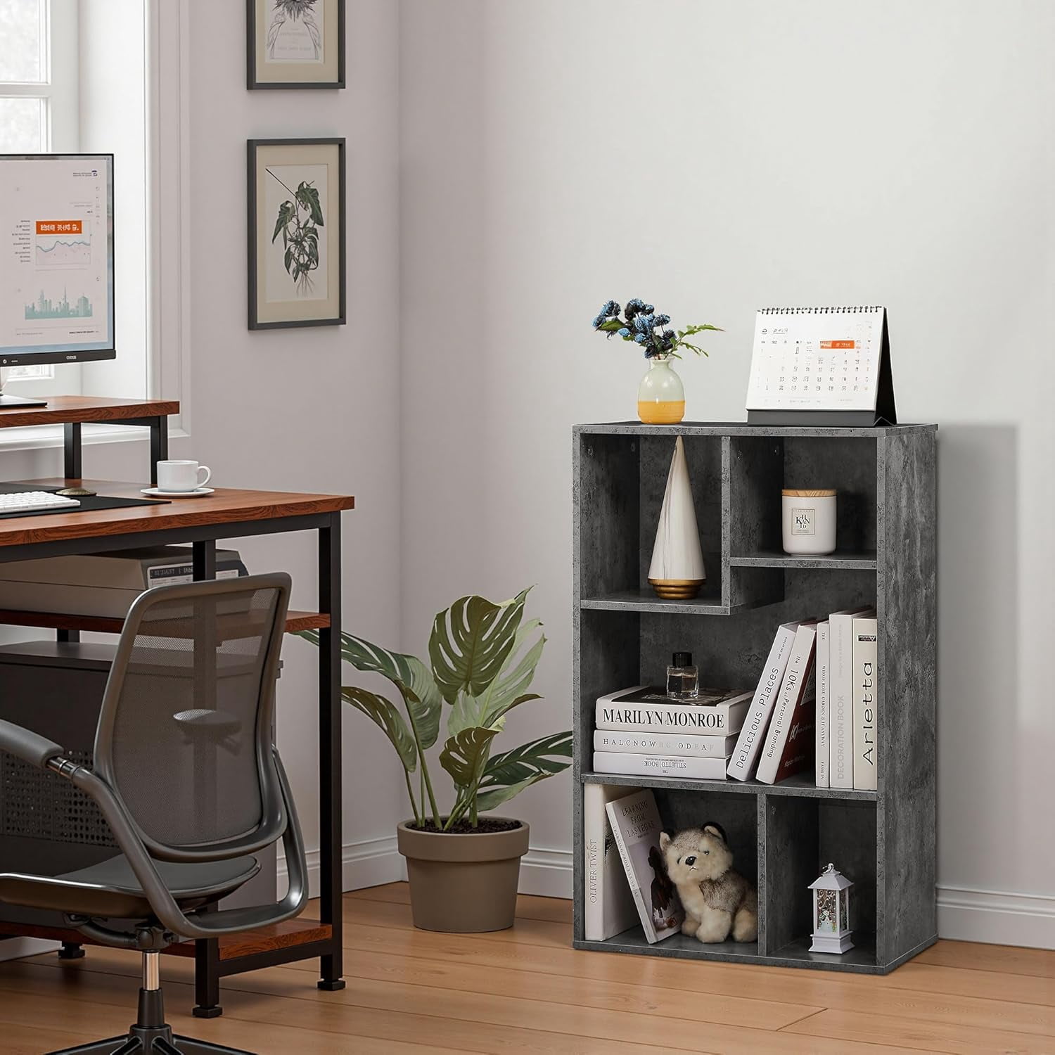 5 Cube Modern Bookcases, 3 Tier Bookshelves, 31 Inch High Cubby Storage ...